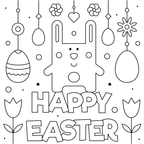 Happy easter coloring page Royalty Free Vector Image