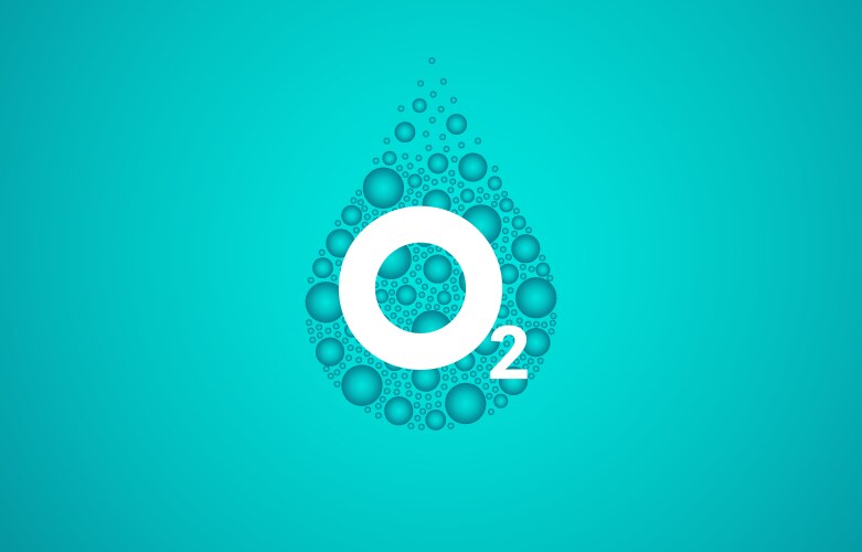Oxygen o2 bubble logo design on white background Vector Image