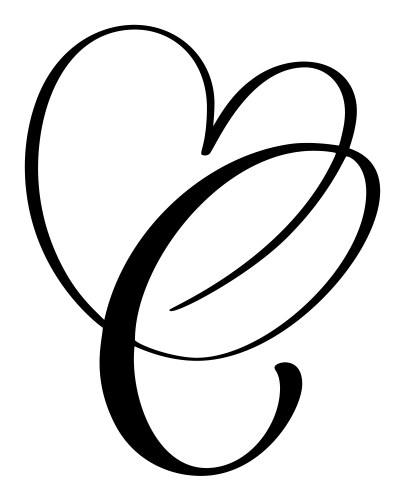 Script capital font logo calligraphy love letter c