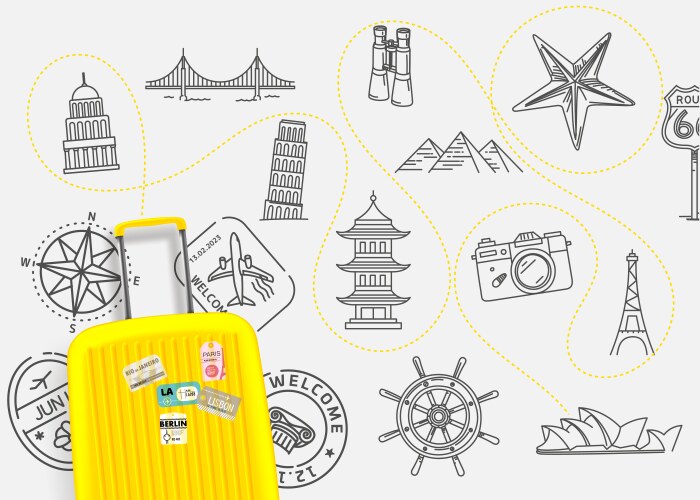 Travel doodle art drawing style Royalty Free Vector Image