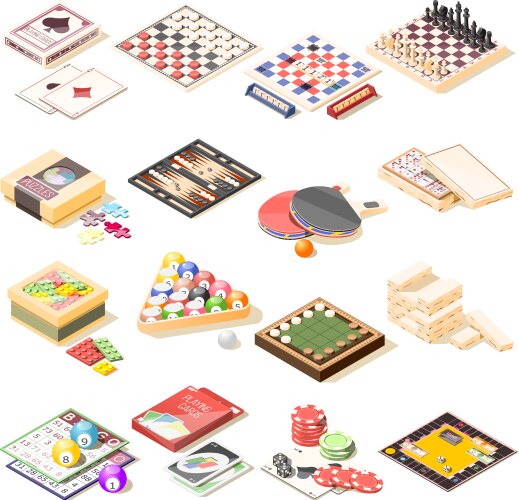Board games people isometric set Royalty Free Vector Image