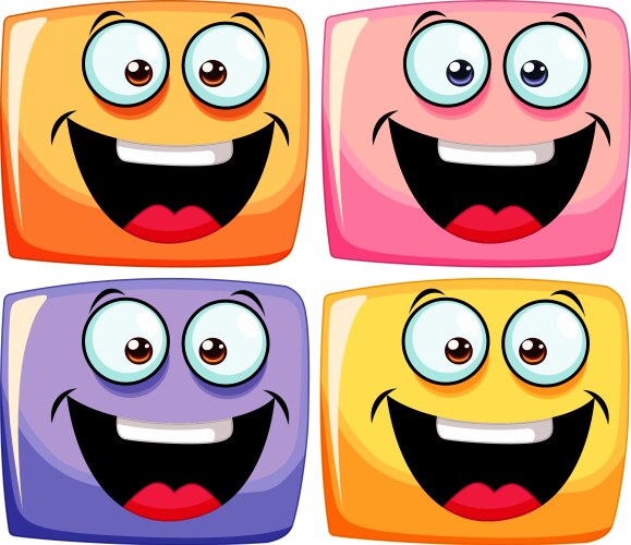 Four smiling cartoon faces of different girls Vector Image