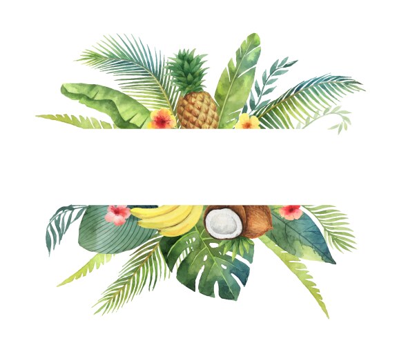 Watercolor card of tropical leaves Royalty Free Vector Image