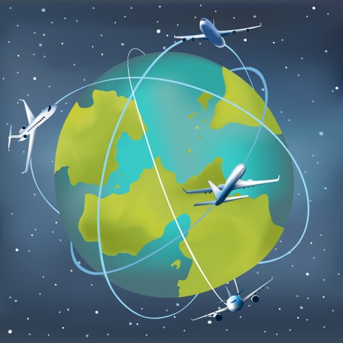 Earth and airplane Royalty Free Vector Image - VectorStock