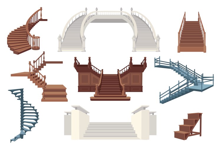 Realistic staircases side view Royalty Free Vector Image