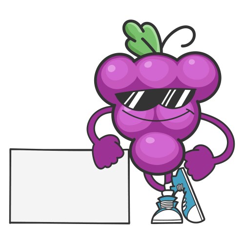 Funny purple grapes cartoon character Royalty Free Vector