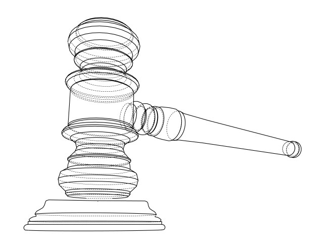 3d outline gavel rendering of Royalty Free Vector Image