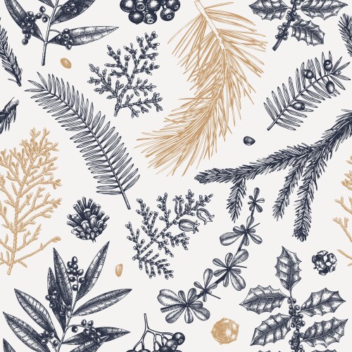 Christmas seamless botanical pattern Royalty Free Vector