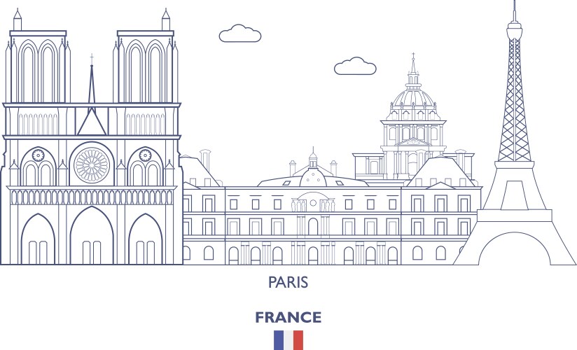 France cities icons set skyline logo pack Vector Image