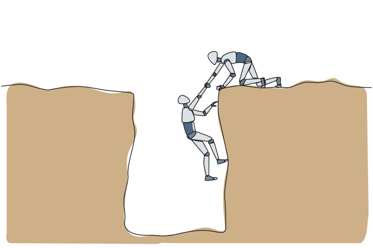 Teamwork game concept one single line drawing Vector Image