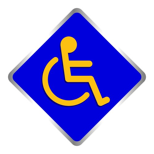 Disabled signs square blue colors frame Royalty Free Vector