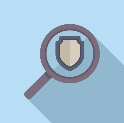 Magnifying glass focused on shield symbol Vector Image