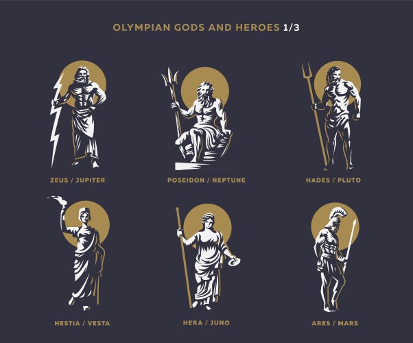 Olimpian gods and heroes Royalty Free Vector Image