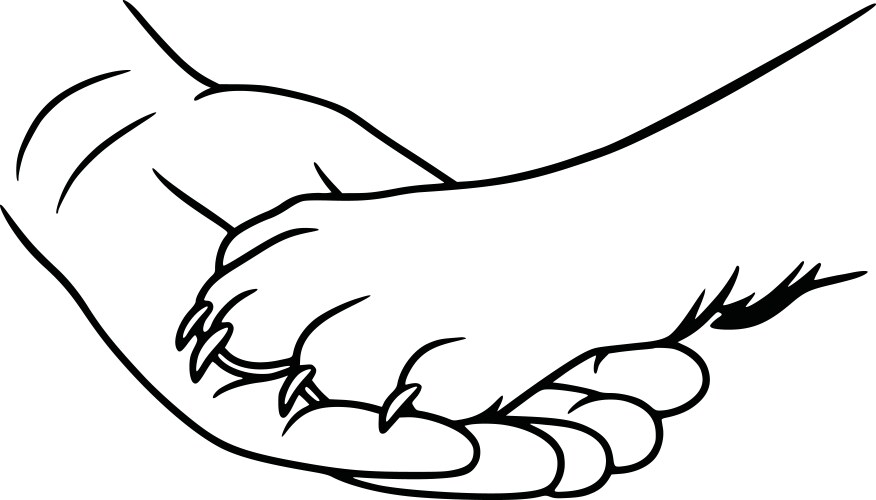 Paw and hand svg love file Royalty Free Vector Image
