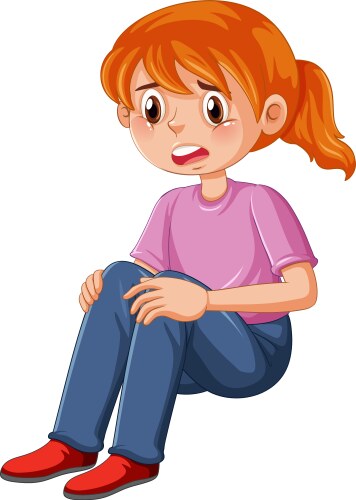 Sad girl cartoon sitting alone Royalty Free Vector Image