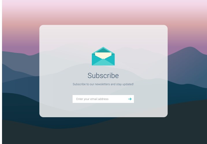 White letter with subscribe newsletter Royalty Free Vector