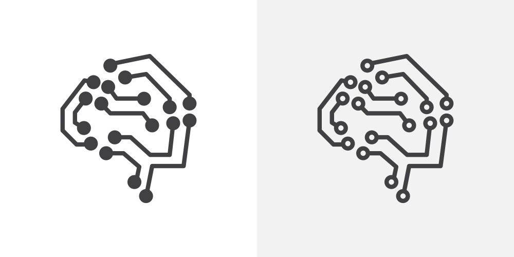 Brain circuit icon set ai symbol artificial Vector Image
