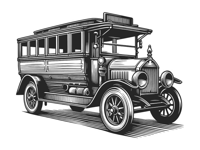 Classic vintage race car engraving sketch Vector Image
