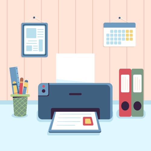 Hand drawn office printer Royalty Free Vector Image