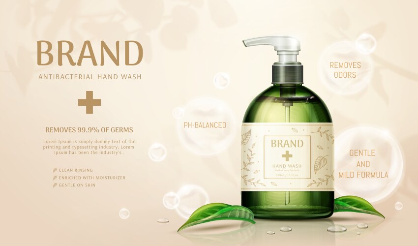 Touch free hand sanitizer ad banner Royalty Free Vector