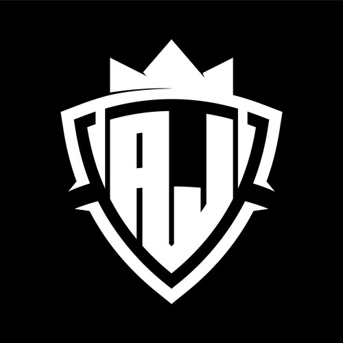 Aj letter bold monogram triangle curve shield Vector Image