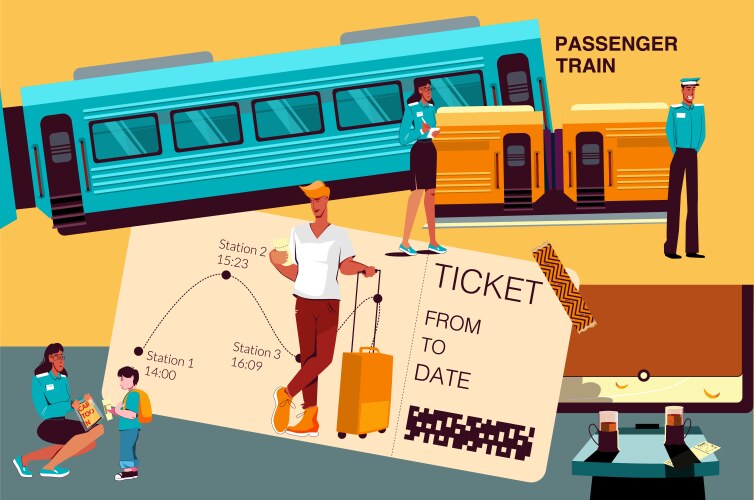 Public transport bus service flat poster Vector Image