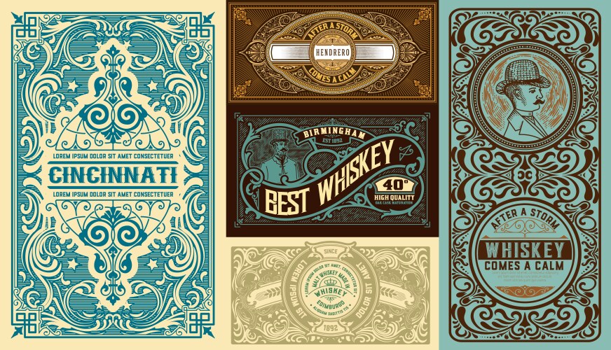 Set of 4 old labels Royalty Free Vector Image - VectorStock