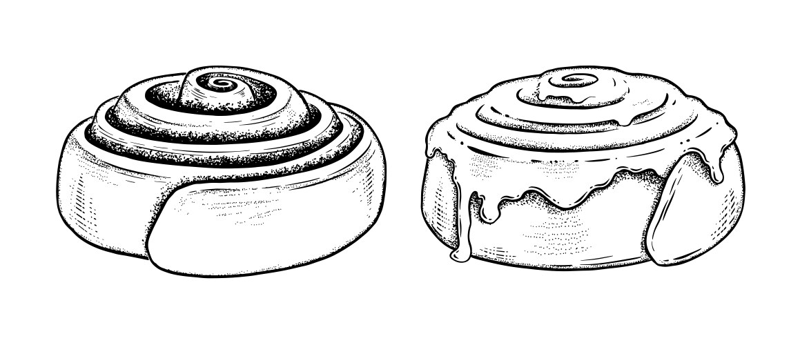 Hand drawn sketch style classic cinnamon roll Vector Image