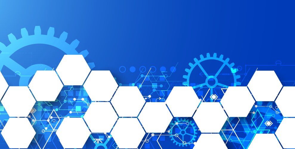 Gear wheel technology pattern on blue gradient Vector Image