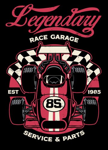 Old vintage racing car shirt design Royalty Free Vector