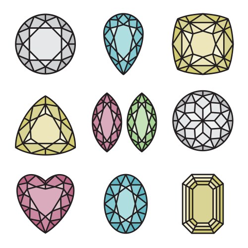 Gem cut set Royalty Free Vector Image - VectorStock