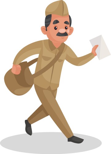 Cute style postman cartoon Royalty Free Vector Image