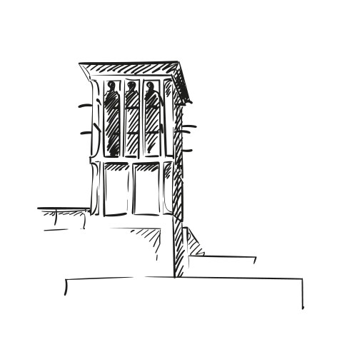 Wind catcher tower hand drawn sketch Royalty Free Vector