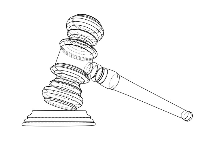 3d outline gavel rendering of Royalty Free Vector Image