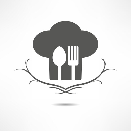 Cooking symbol emblem set saucepan cook and food Vector Image