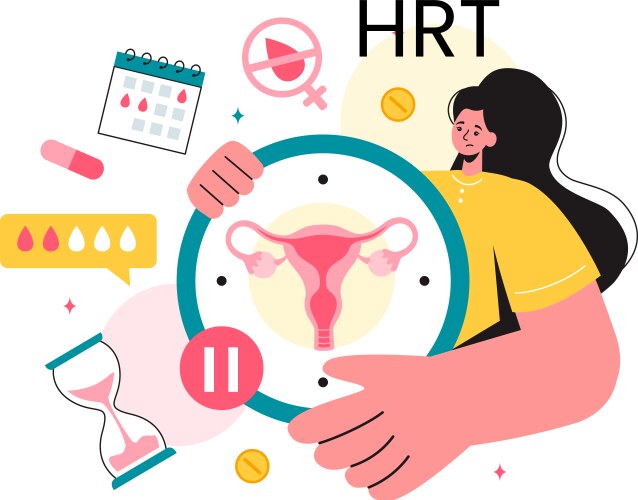 Hrt or hormone replacement therapy acronym Vector Image