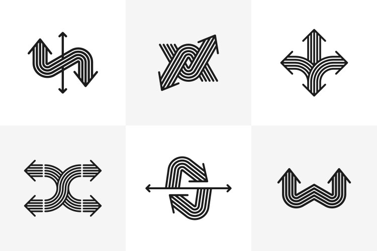 Arrow original logos set isolated pictogram Vector Image