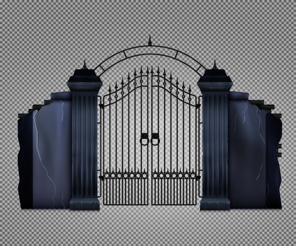 Realistic cemetery gate Royalty Free Vector Image