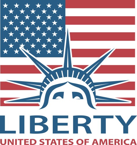 Statue of liberty with american flag Royalty Free Vector