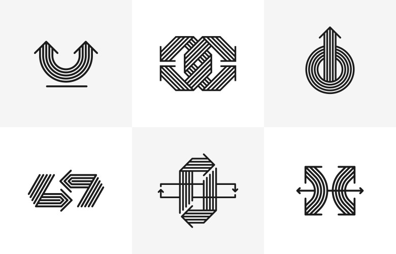 Arrow original logos set isolated pictogram Vector Image