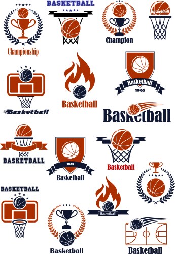 Set of basketball logos Royalty Free Vector Image