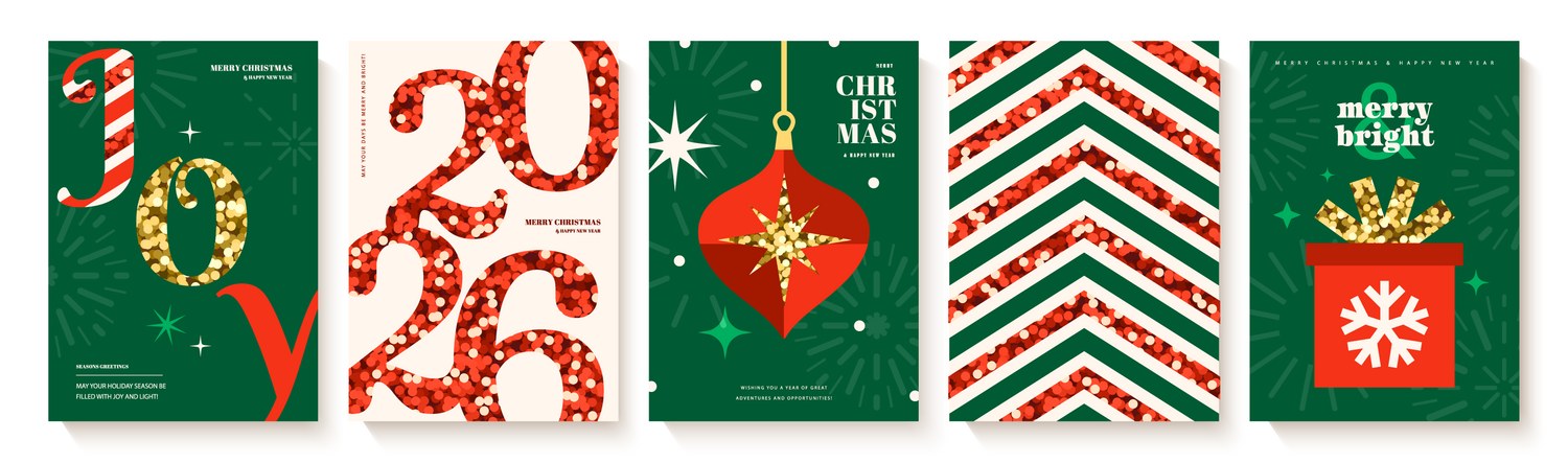 Modern Retro Christmas Poster Set – Royalty-Free Vector | VectorStock