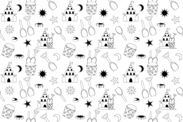 Summer beach pattern coloring page Royalty Free Vector Image