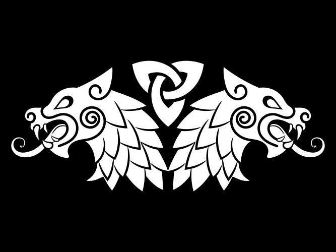 Scandinavian viking design fenrir wolf head Vector Image