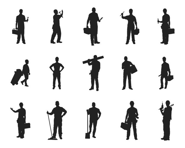 Career silhouette female workers Royalty Free Vector Image