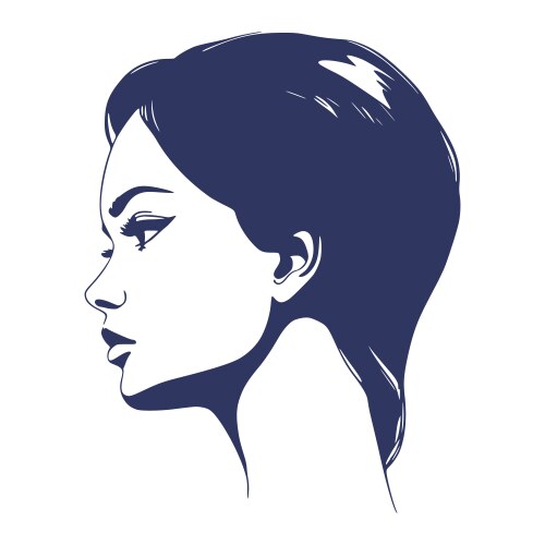 Young woman face side view in low key style Vector Image