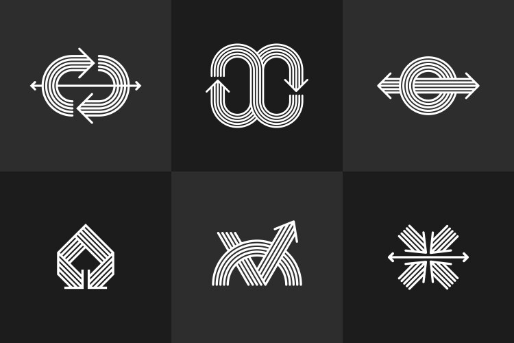 Arrow original logos set isolated pictogram Vector Image