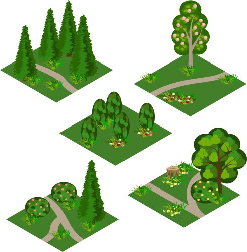 Isometric Forest Tile Set – Royalty-Free Vector | VectorStock