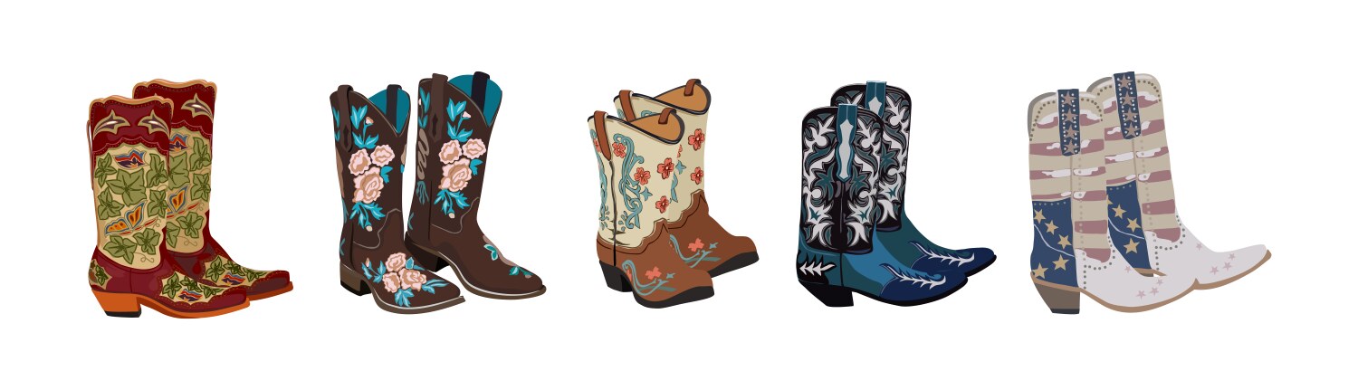 Cowboy boots western turquoise art Royalty Free Vector Image