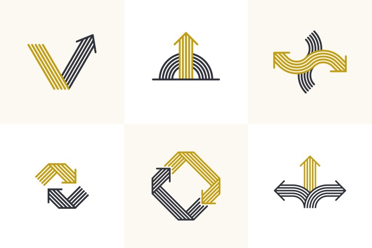 Arrow original logos set isolated pictogram Vector Image